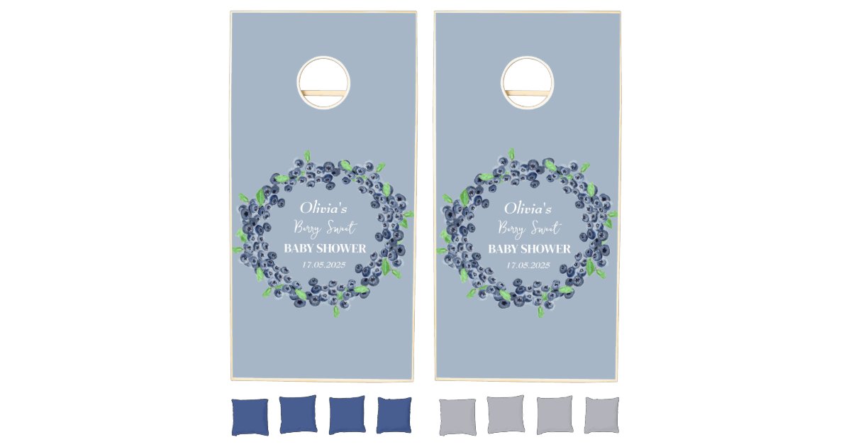 Berry Sweet Baby Shower Blueberry Baby Girl Boy Cornhole Set | Zazzle