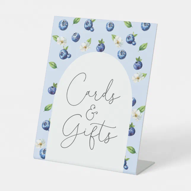 Berry Sweet Baby Shower Blueberry Cards And Gifts Pedestal Sign | Zazzle