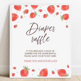 Berry Sweet Baby Shower Diaper Raffle Sign | Zazzle