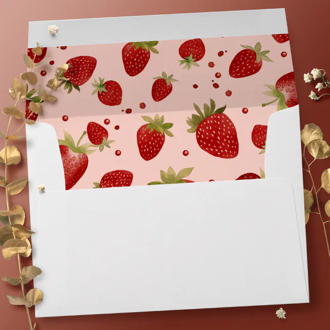 Berry Sweet Baby Shower Envelope with Strawberries | Zazzle