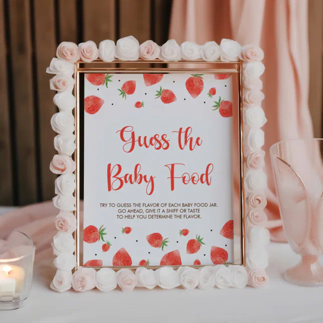 Berry Sweet Baby Shower Guess The Baby Food Sign | Zazzle