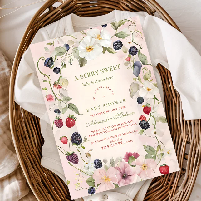 Berry Sweet Baby Shower Invitation | Zazzle