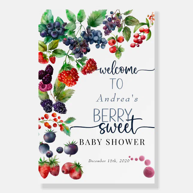 Berry Sweet Baby Shower Welcome Party Poster | Zazzle