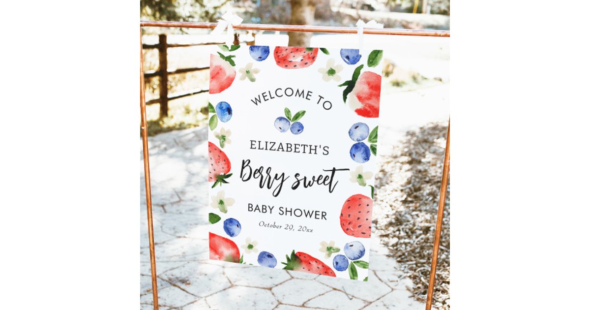 Berry Sweet Baby Shower Welcome Poster | Zazzle