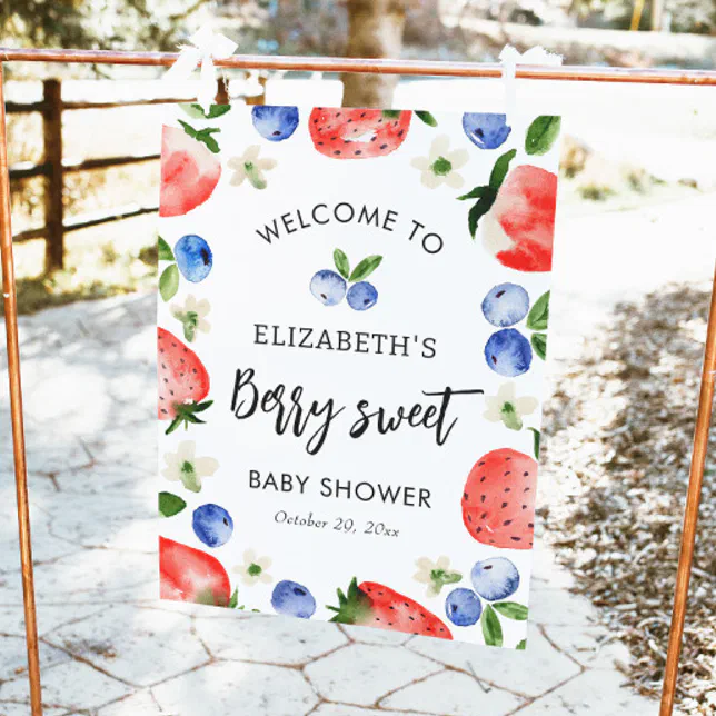 Berry Sweet Baby Shower Welcome Poster | Zazzle