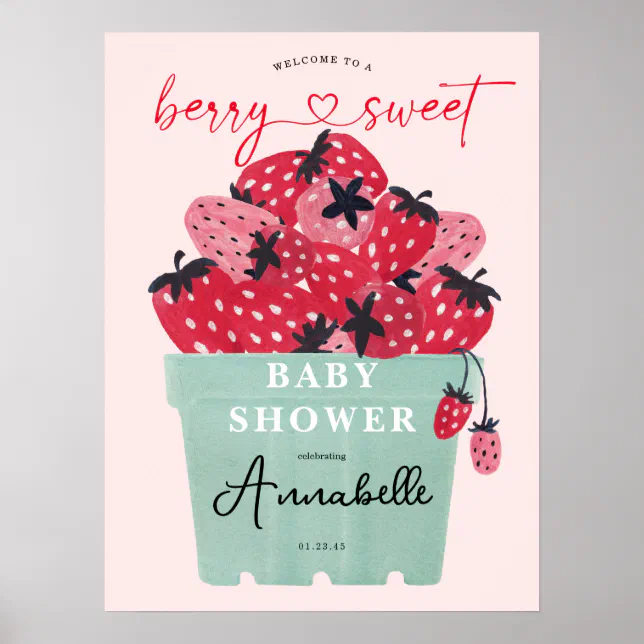 Berry Sweet Baby Shower Welcome Sign Poster | Zazzle