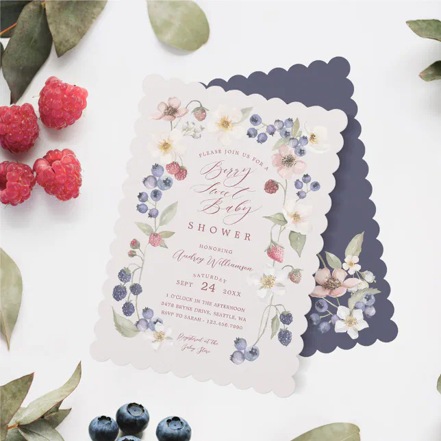 Berry Sweet Baby Shower Wild Berries & Flowers Invitation | Zazzle