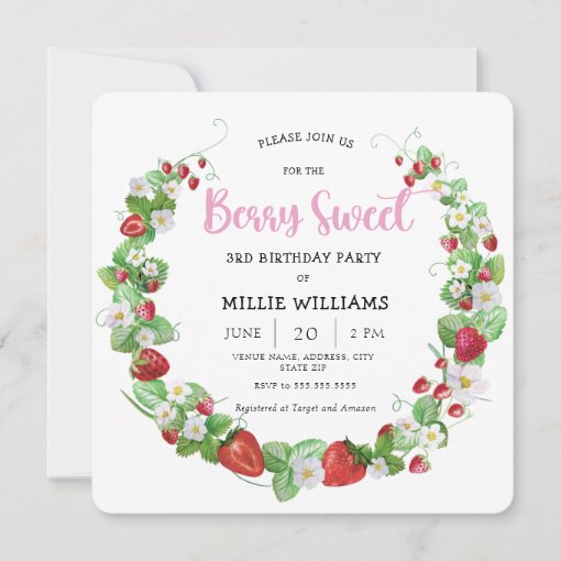 Berry Sweet Birthday Party Invitation | Zazzle