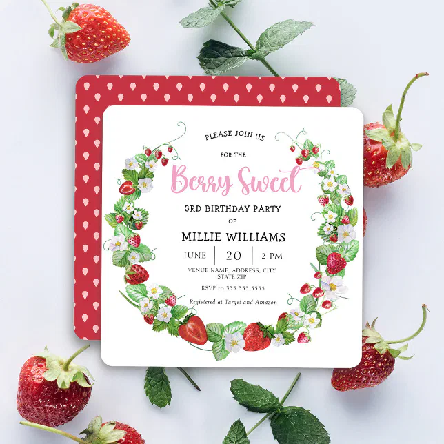 Berry Sweet Birthday Party Invitation | Zazzle