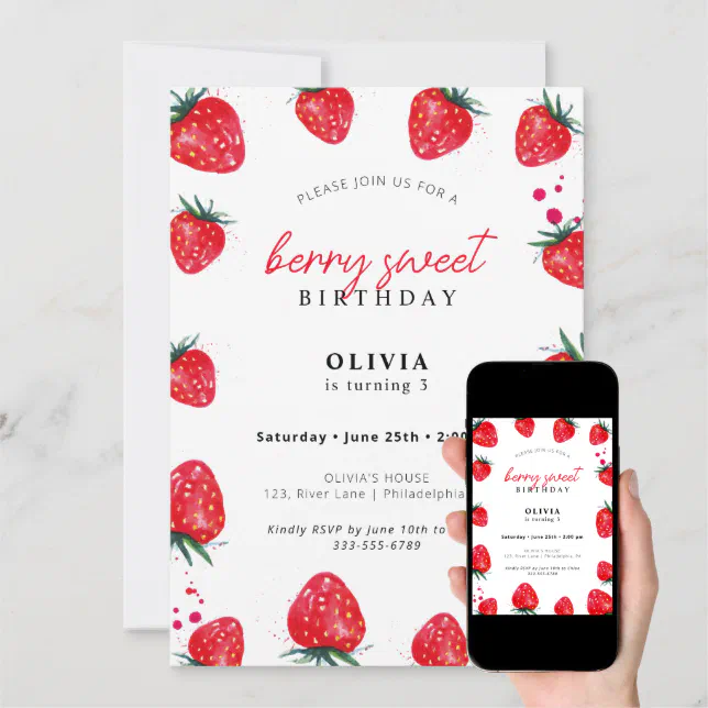 Berry Sweet Birthday Spring Summer Invitation | Zazzle