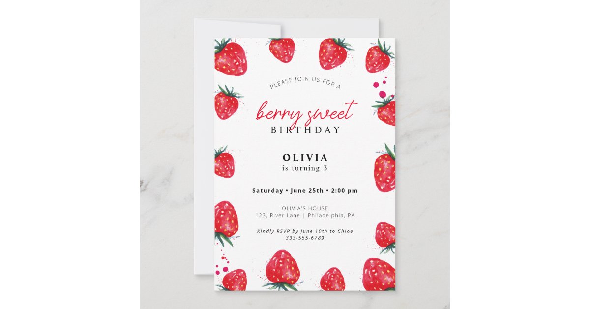 Berry Sweet Birthday Spring Summer Invitation | Zazzle