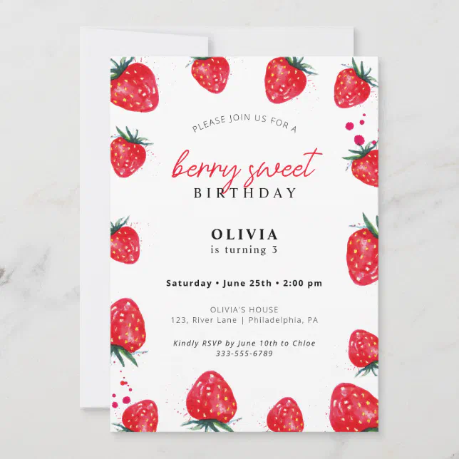 Berry Sweet Birthday Spring Summer Invitation | Zazzle