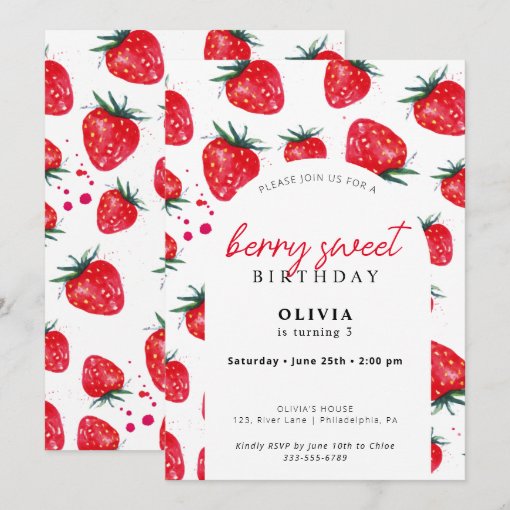 Berry Sweet Birthday Spring Summer Invitation | Zazzle