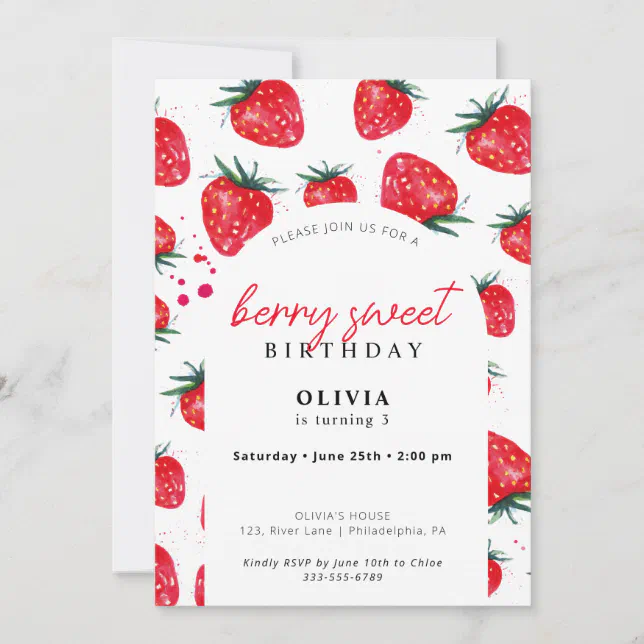 Berry Sweet Birthday Spring Summer Invitation | Zazzle