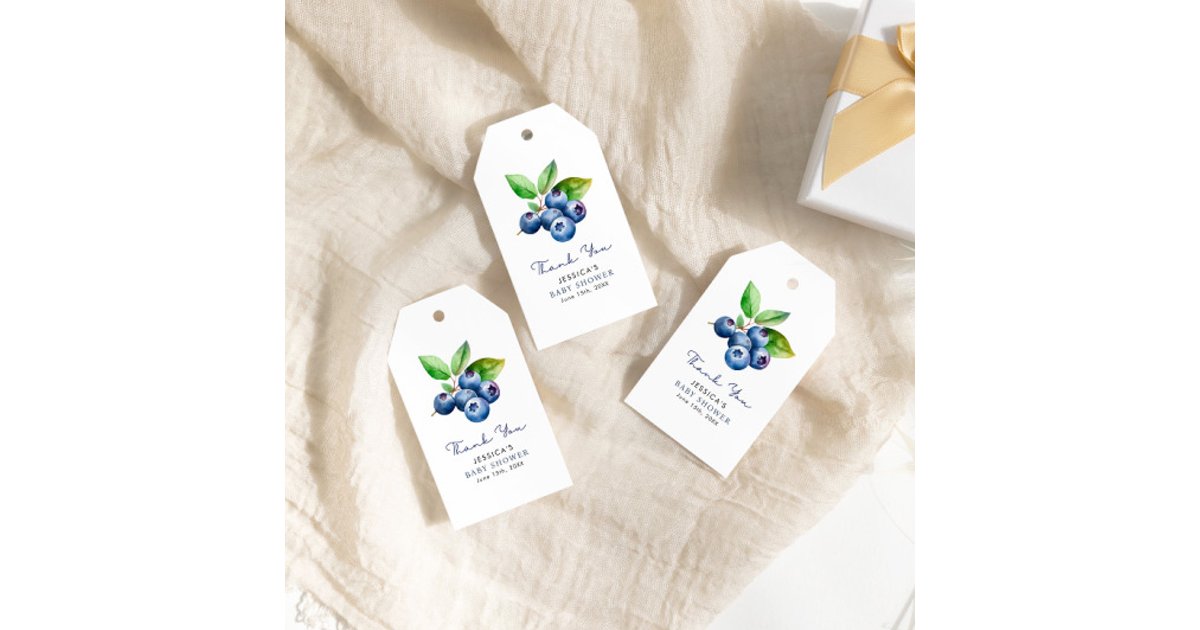 Berry Sweet Blueberries Baby Shower Gift Tags | Zazzle
