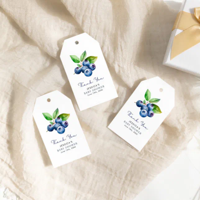 Berry Sweet Blueberries Baby Shower Gift Tags | Zazzle