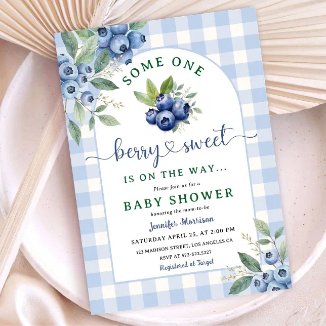Berry Sweet Blueberry Baby Shower Boy Invitation | Zazzle