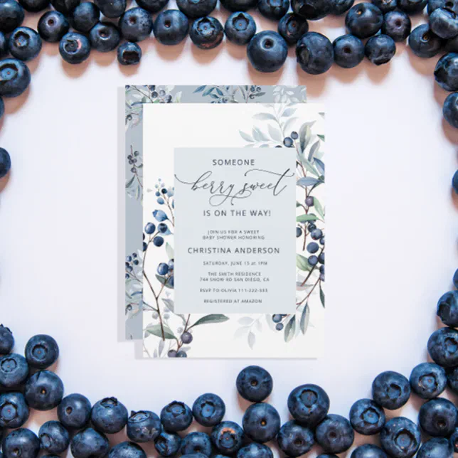 Berry Sweet Blueberry Baby Shower Invitation | Zazzle