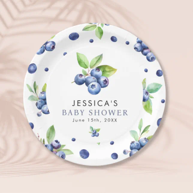 Berry Sweet Blueberry Baby Shower Paper Plates | Zazzle