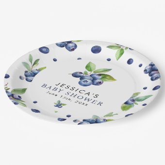 Berry Sweet Blueberry Baby Shower Paper Plates | Zazzle