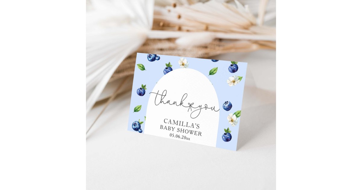 Berry Sweet Blueberry Baby Shower Thank You Card | Zazzle