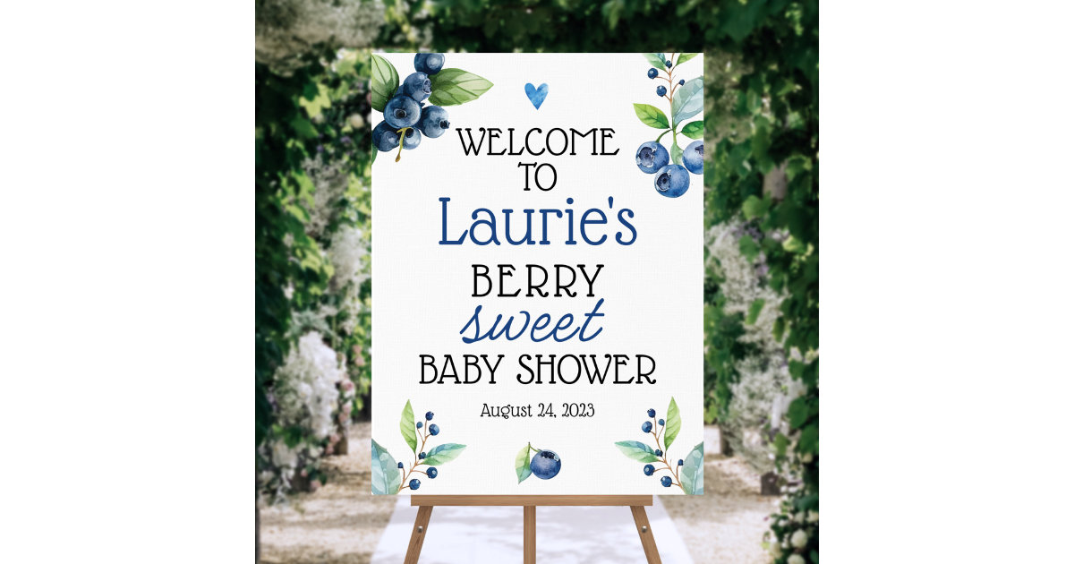Berry Sweet Blueberry Baby Shower Welcome Sign | Zazzle