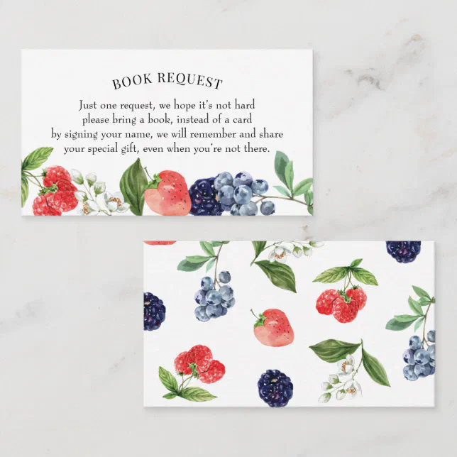Berry Sweet Book Request or Book for Baby Card | Zazzle