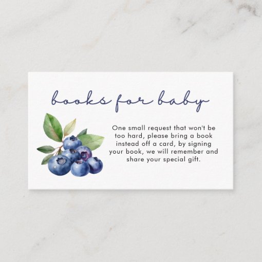 Berry Sweet Books For Baby Shower Blueberries Enclosure Card | Zazzle