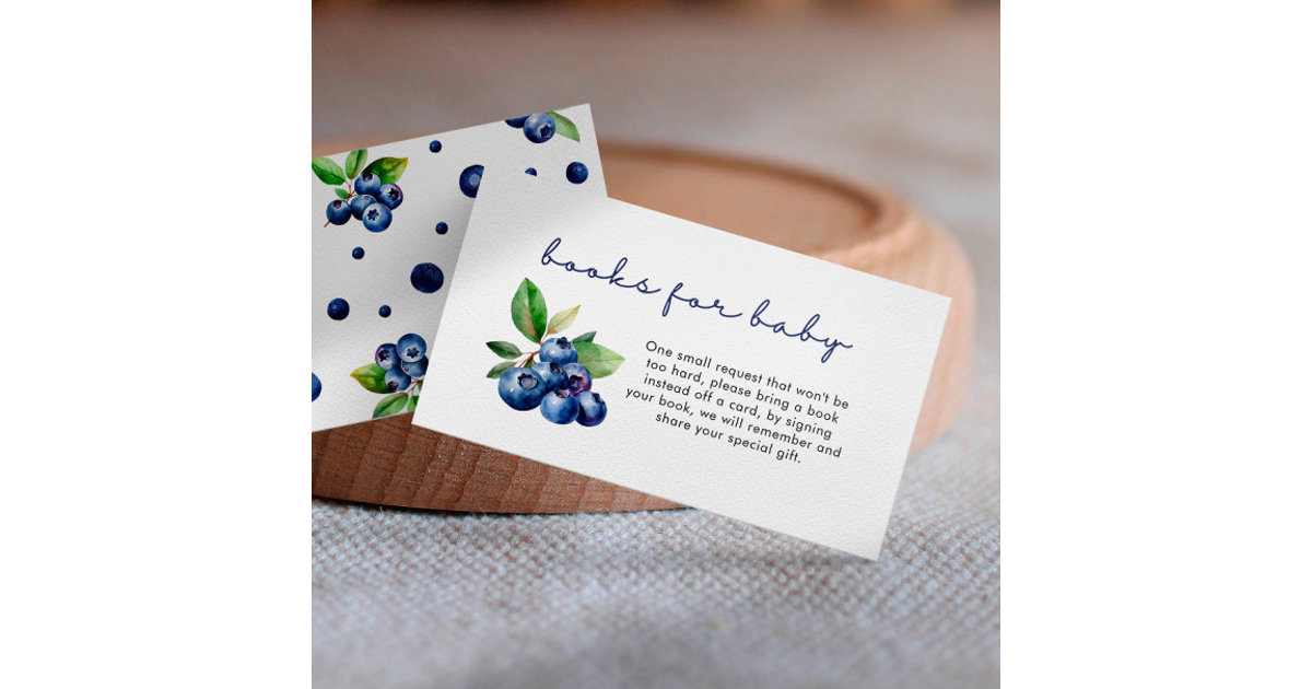 Berry Sweet Books For Baby Shower Blueberries Enclosure Card | Zazzle