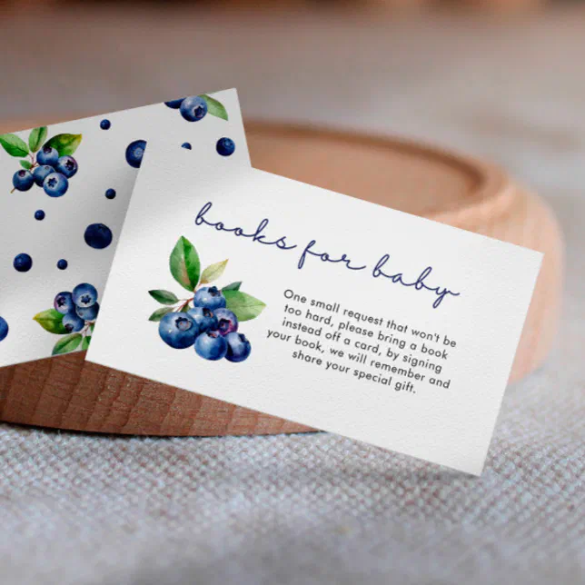 Berry Sweet Books For Baby Shower Blueberries Enclosure Card | Zazzle