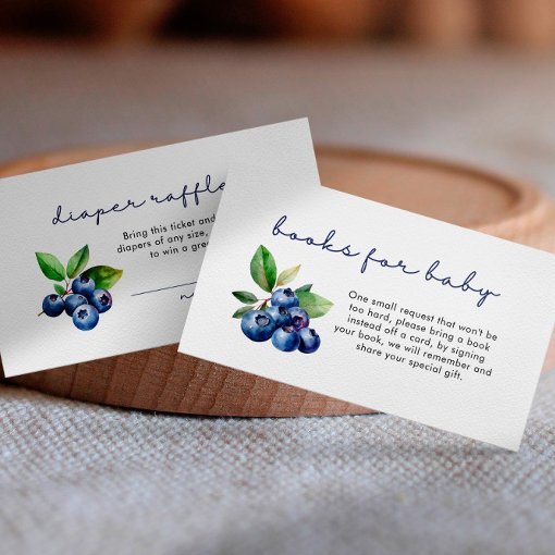 Berry Sweet Books For Baby Shower Blueberries Enclosure Card | Zazzle