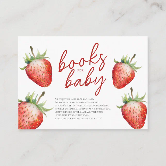 Berry Sweet Books for Baby Shower Enclosure Card | Zazzle