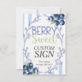 Berry Sweet Custom Pink Blueberry Sign Invitation | Zazzle