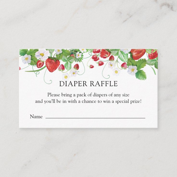 Berry Sweet Diaper Raffle Baby Shower Enclosure Card | Zazzle