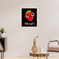 Berry Sweet Funny Strawberry Pun Dark BG Poster | Zazzle