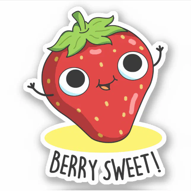 Berry Sweet Funny Strawberry Pun Sticker | Zazzle