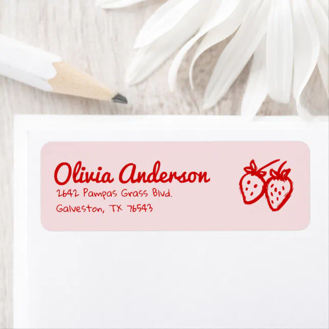 Berry Sweet Hand Drawn Strawberries Baby Shower Label | Zazzle