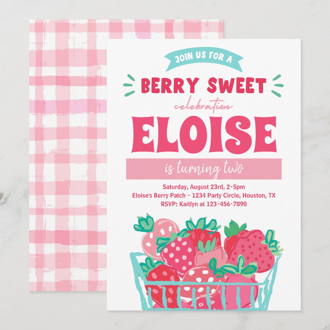 Berry Sweet Invitation | Strawberry Invitation | Zazzle