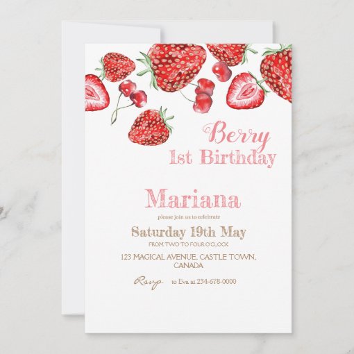Berry sweet one first birthday Berry Birthday Invitation | Zazzle