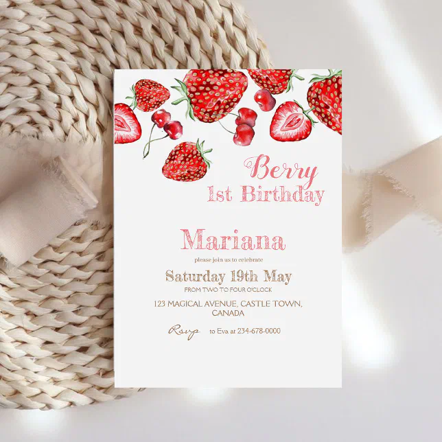 Berry sweet one first birthday Berry Birthday Invitation | Zazzle