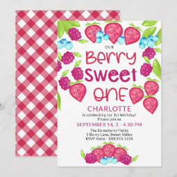 Berry Sweet One Mixed Berries Girls 1st Birthday Invitation | Zazzle