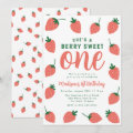 Berry Sweet One Strawberry 1st Birthday Invitation | Zazzle