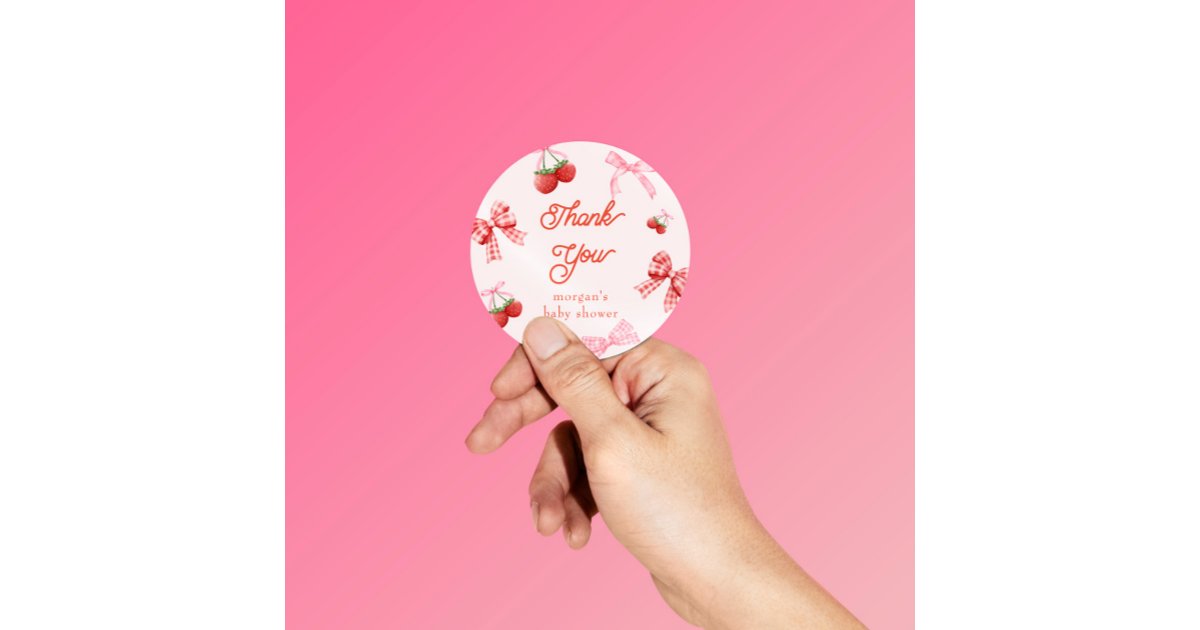 Berry Sweet Pink Coquette Baby Shower Classic Round Sticker | Zazzle