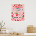 Berry Sweet Strawberry 1st Birthday Party Welcome Poster | Zazzle