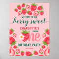 Berry Sweet Strawberry 1st Birthday Party Welcome Poster | Zazzle