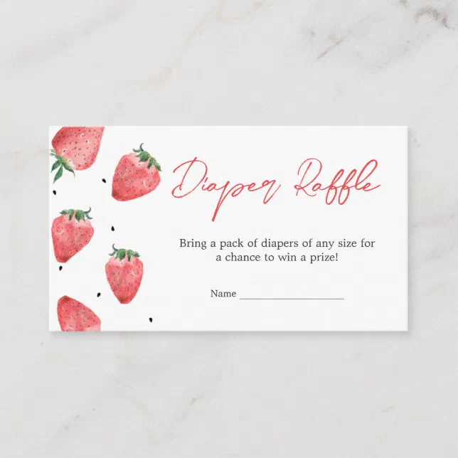 Berry Sweet Strawberry Baby Shower Diaper Raffle Enclosure Card | Zazzle
