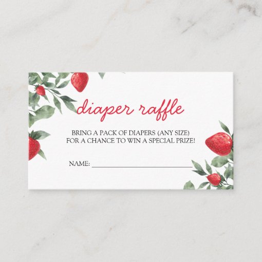 Berry Sweet Strawberry Baby Shower Diaper Raffle Enclosure Card | Zazzle