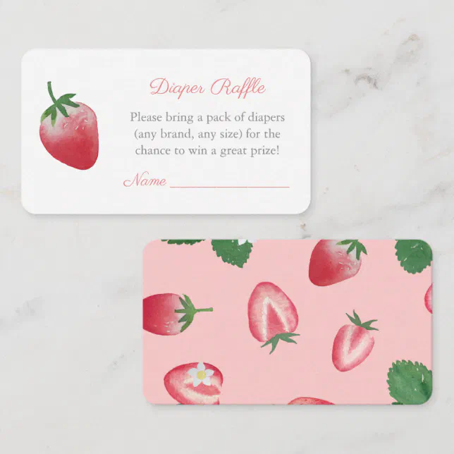 Berry Sweet Strawberry Baby Shower Diaper Raffle Enclosure Card | Zazzle
