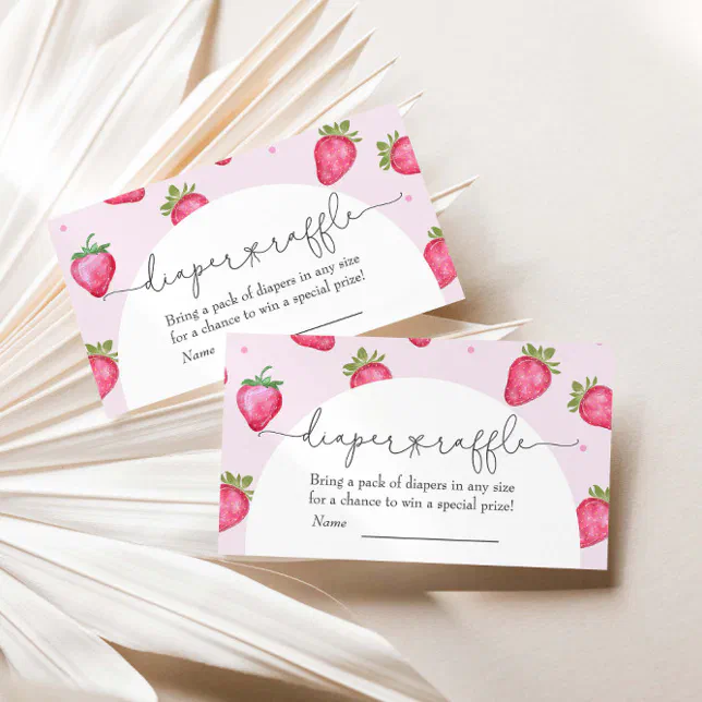 Berry Sweet Strawberry Baby Shower Diaper Raffle Enclosure Card | Zazzle
