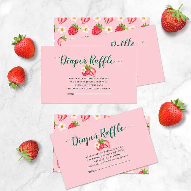 Berry Sweet Strawberry Baby Shower Diaper Raffle Enclosure Card | Zazzle